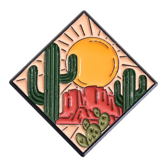 Jewelry | Desert Cactus Sunset Enamel Pin Western Southwest Aesthetic ...